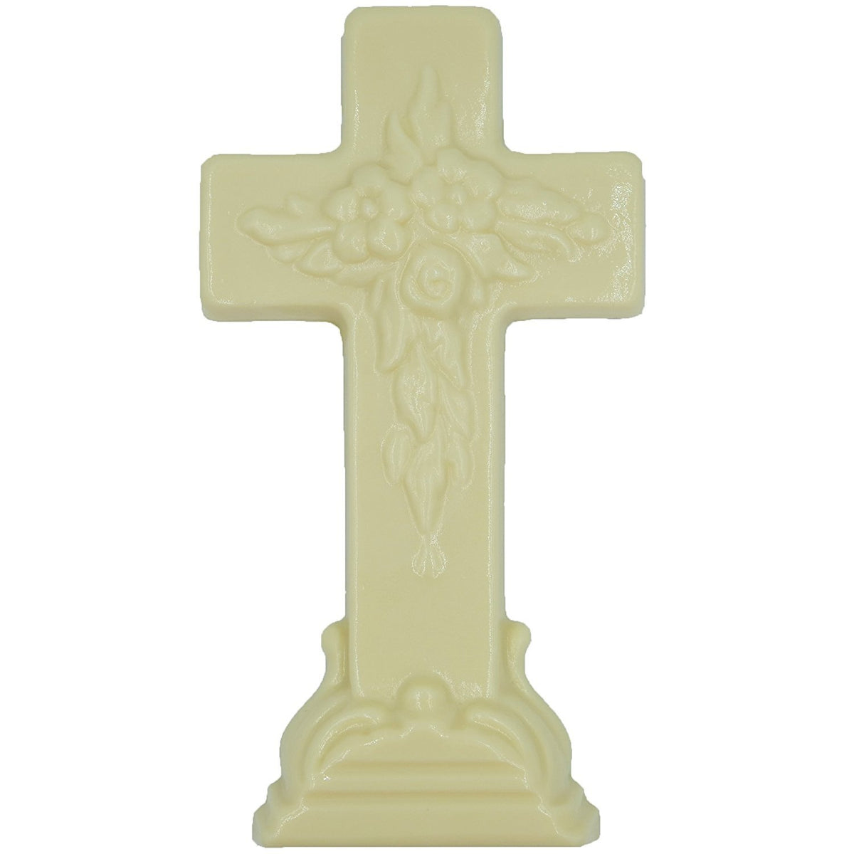 Philadelphia Candies Cross with Flowers, White Confectionery Coating,