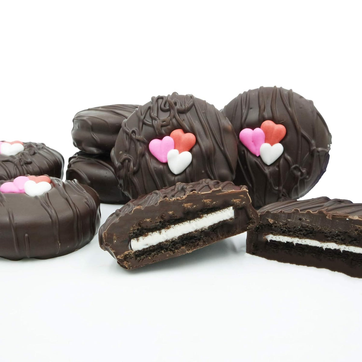 Philadelphia Candies, Heart, Creme Filled Sandwich Cookies, Dark Choco