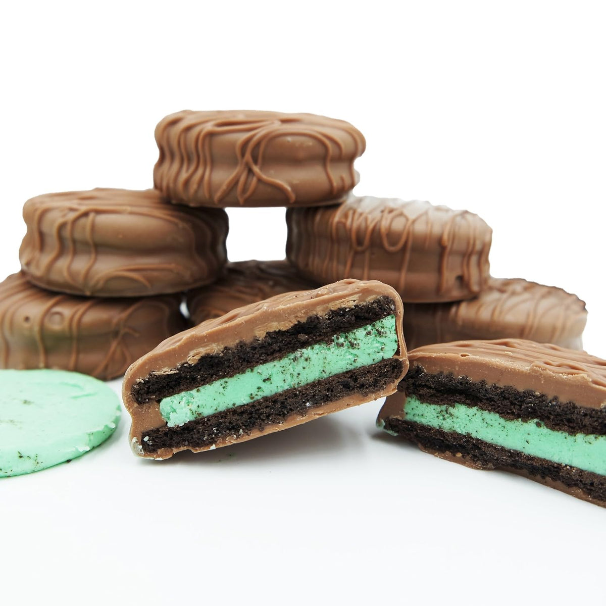 Philadelphia Candies, Mint Creme Filled Sandwich Cookies, Milk Chocola