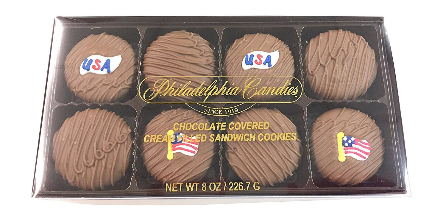 Philadelphia Candies, USA, Creme Filled Sandwich Cookies, Milk Chocola